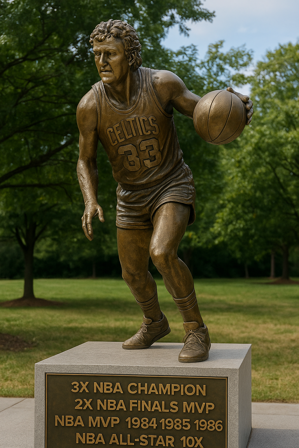 Breaking News: A Giant Living Bronze Statue of Larry Bird Unveiled in ...